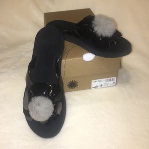 UGG | Shoes | Ugg Poppy Sheepskin Pom Pom Thong Sandal | Poshmark